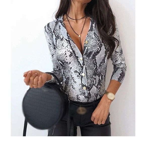 Tops | Snake Print Blouse | Poshmark